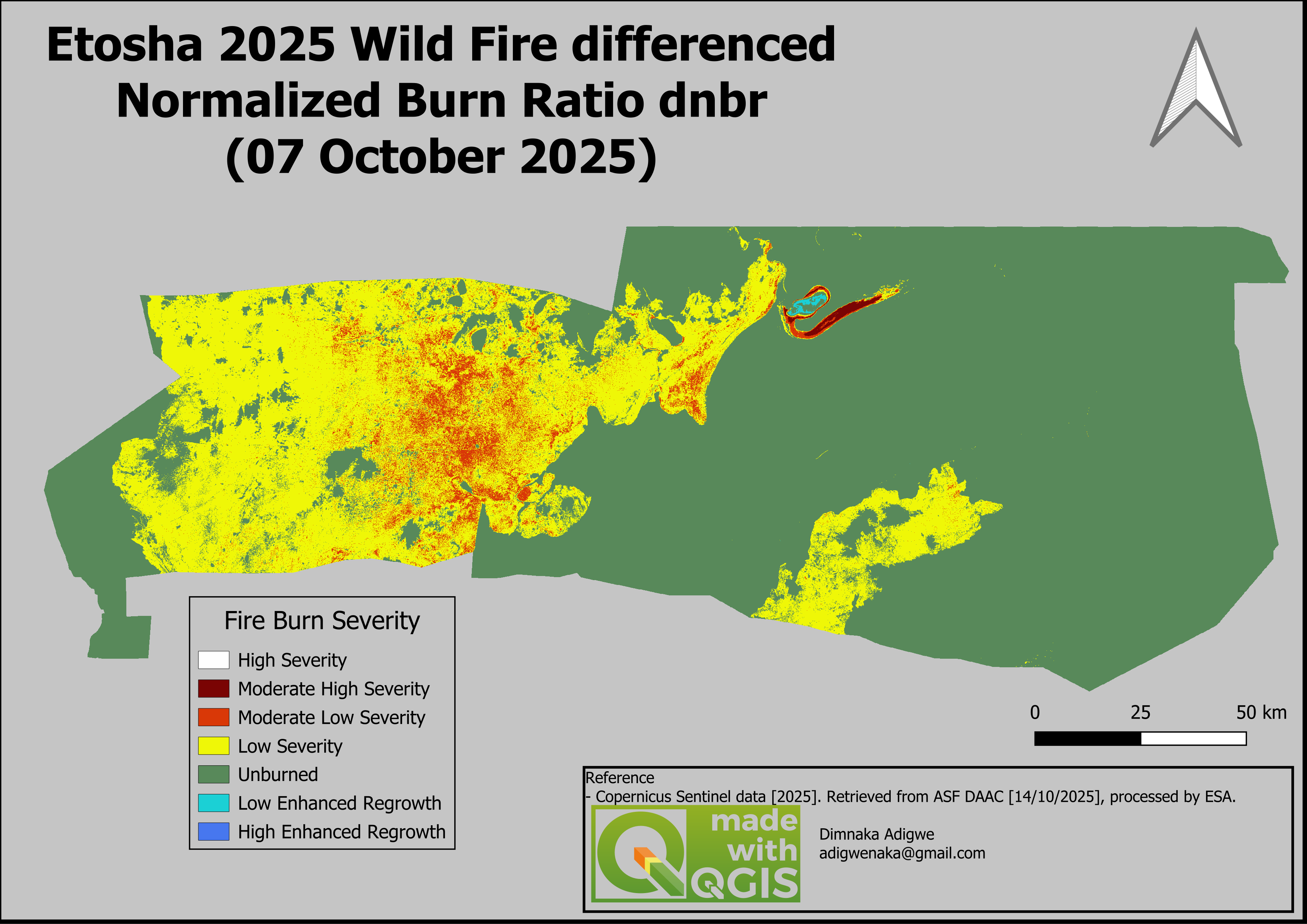 Etosha 2025 Fire dNBR | Spatialnode